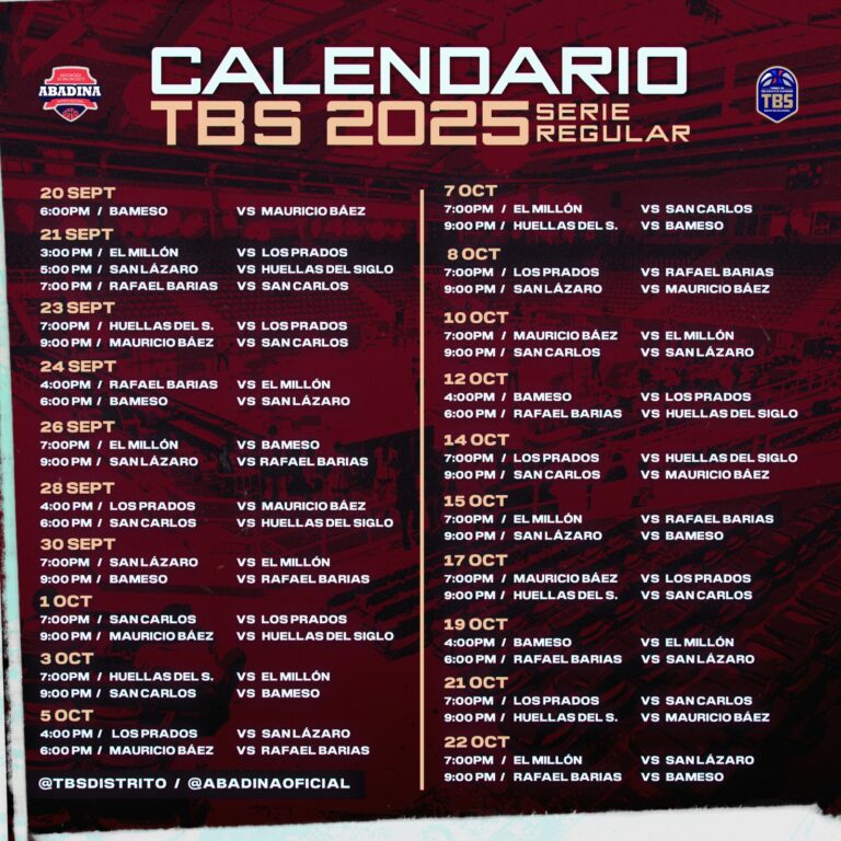 ABADINA presenta el calendario oficial del TBS Distrito 2025 | Olympus ...